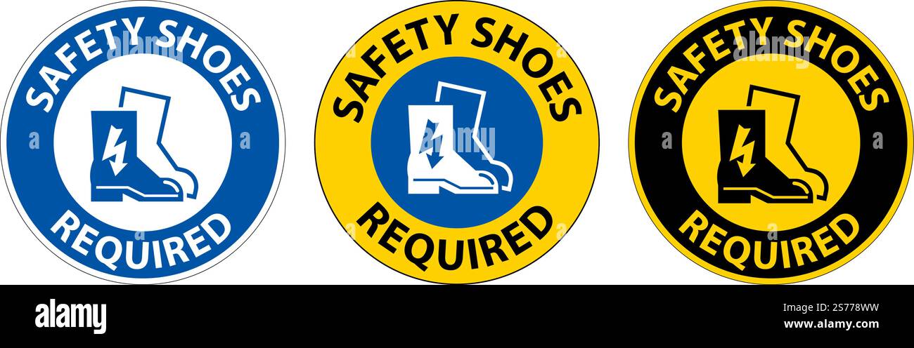 Label Floor Sign, Safety Shoes Required Stock Vector Image & Art - Alamy