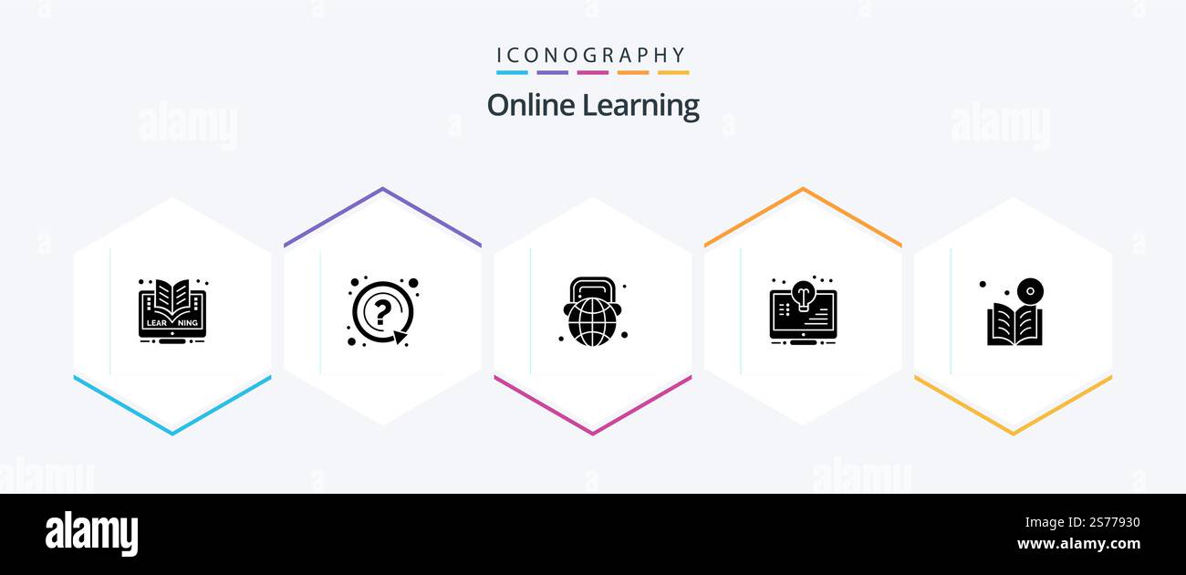 Online Learning 25 Glyph icon pack including monitor. light. education ...