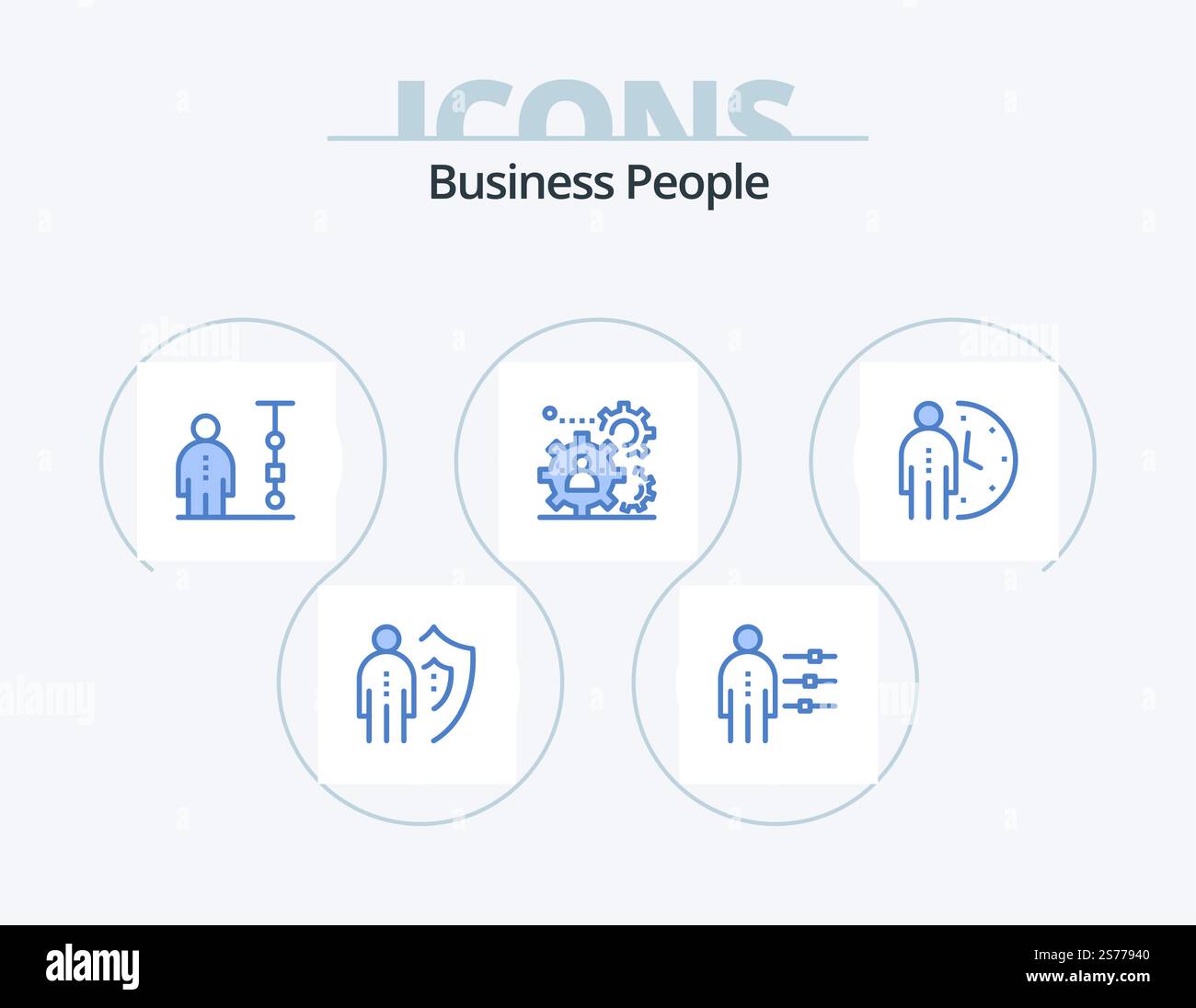 Business People Blue Icon Pack 5 Icon Design. production. human. person ...
