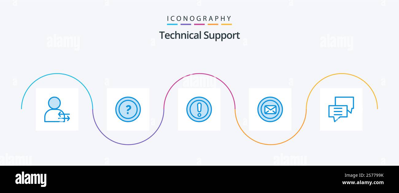 Technical Support Blue 5 Icon Pack Including text message. message ...