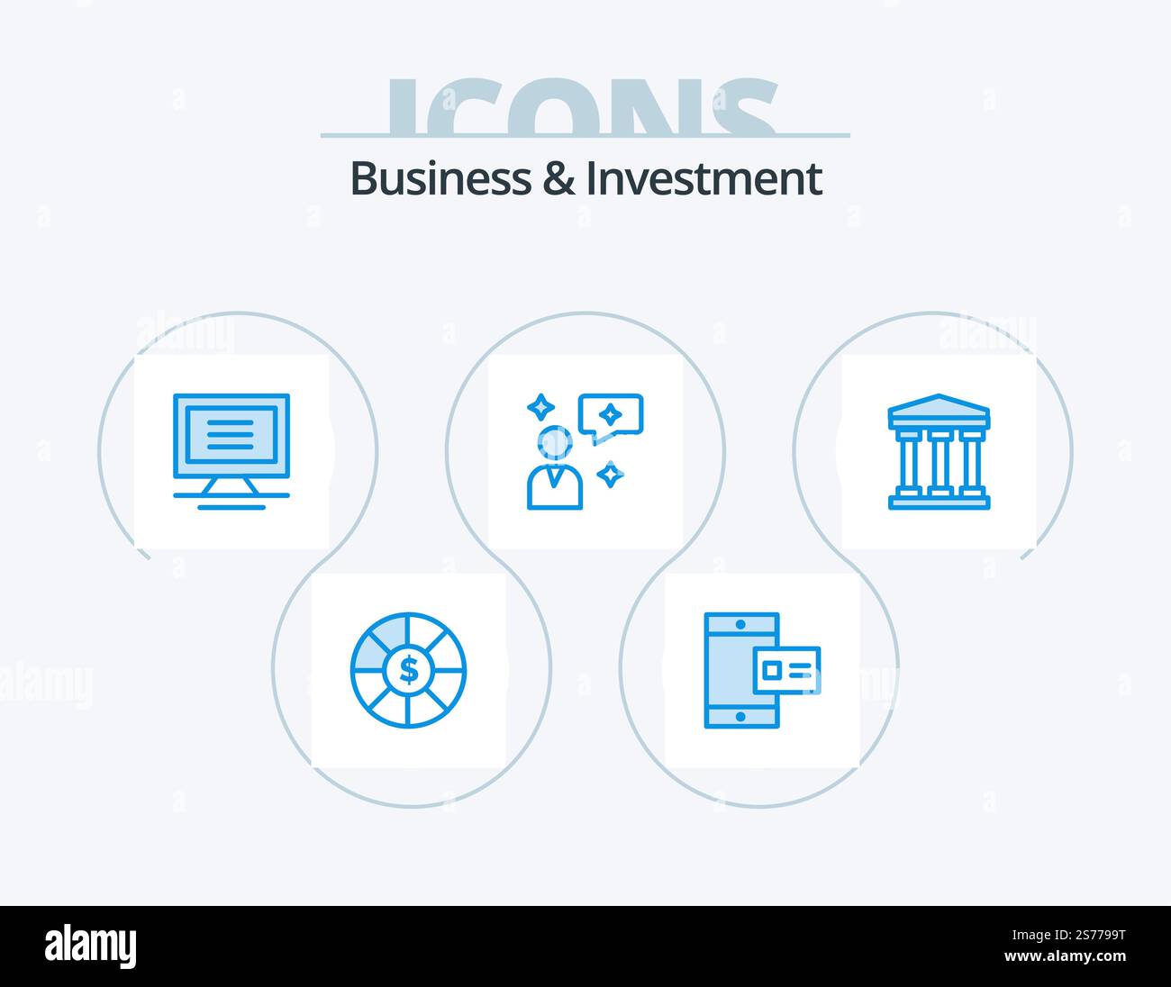 Business And Investment Blue Icon Pack 5 Icon Design. . cash. computer ...