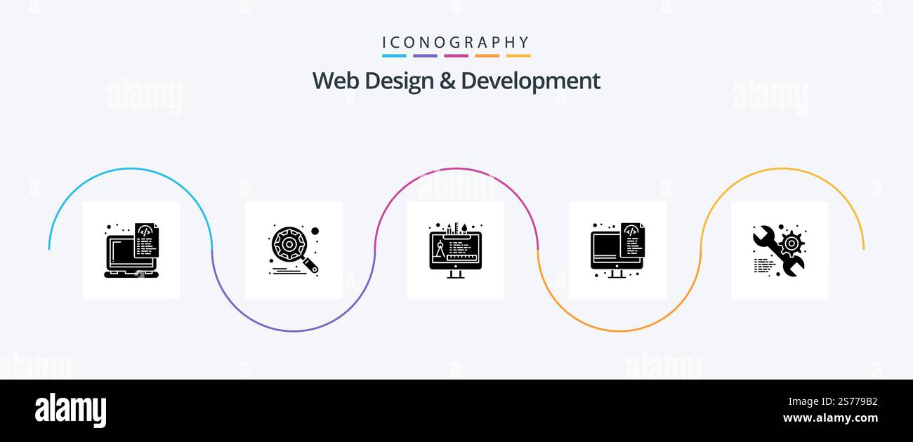 Web Design And Development Glyph 5 Icon Pack Including service ...