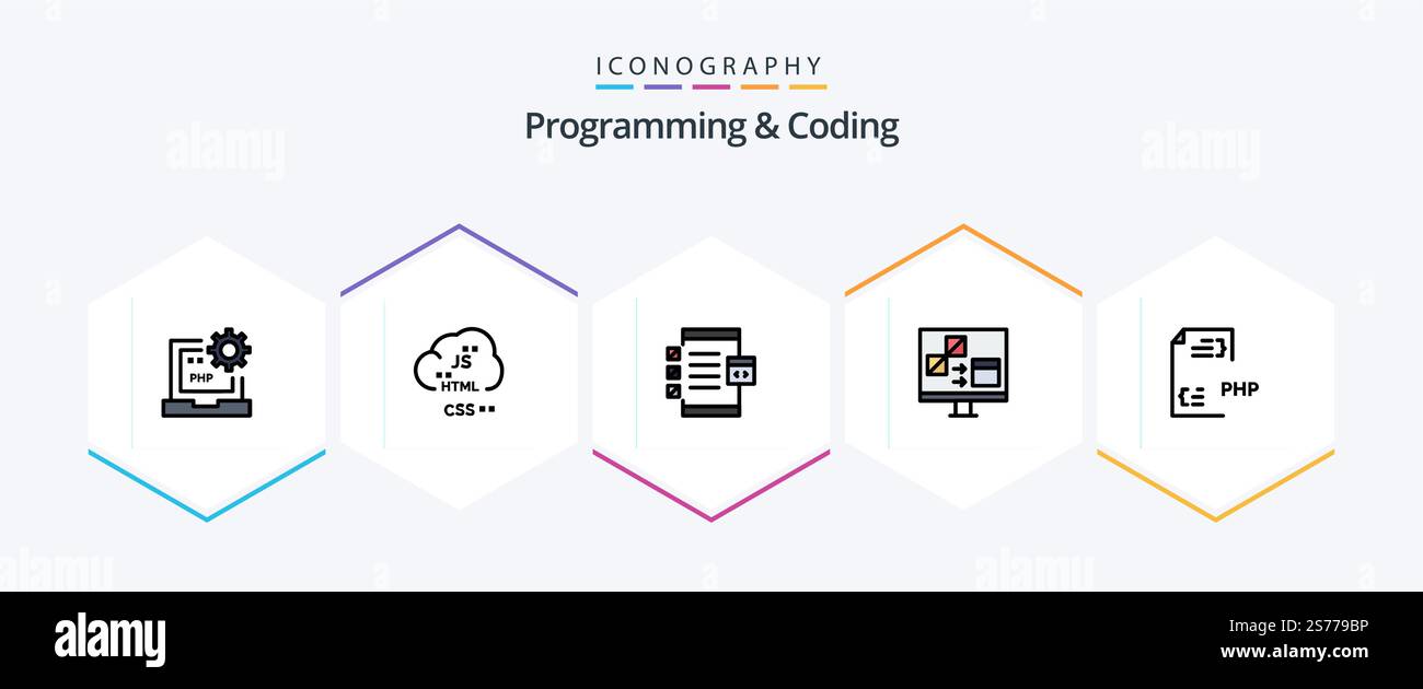 Programming And Coding 25 Filledline Icon Pack Including Computer App