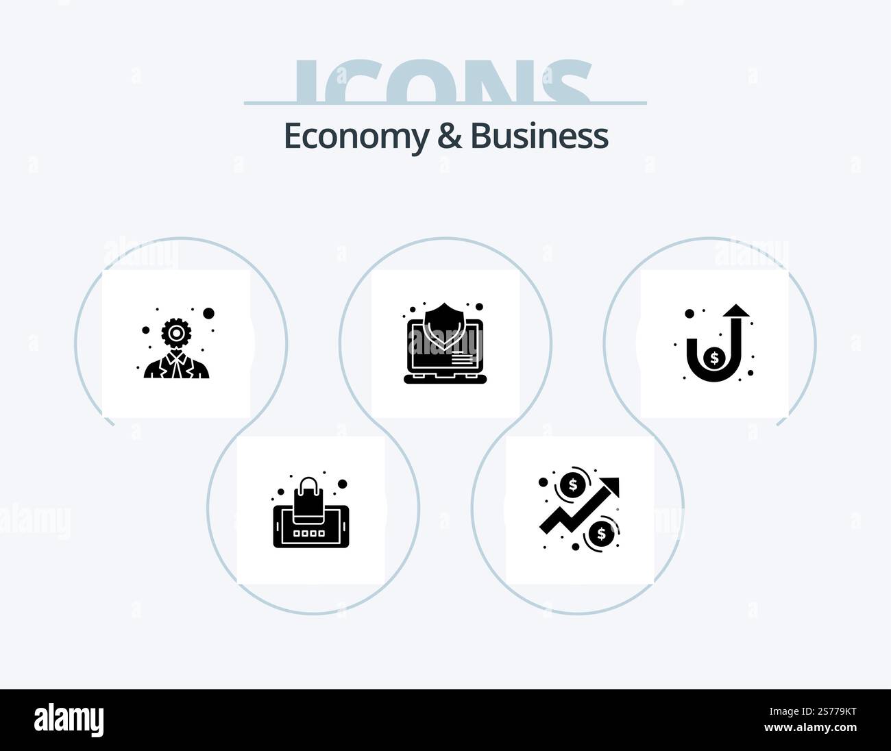 Economy And Business Glyph Icon Pack 5 Icon Design. finance. security ...