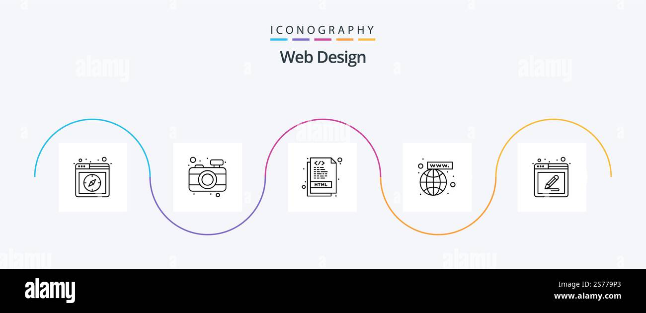 Web Design Line 5 Icon Pack Including tools. web page. page. web. connection Stock Vector Image ...