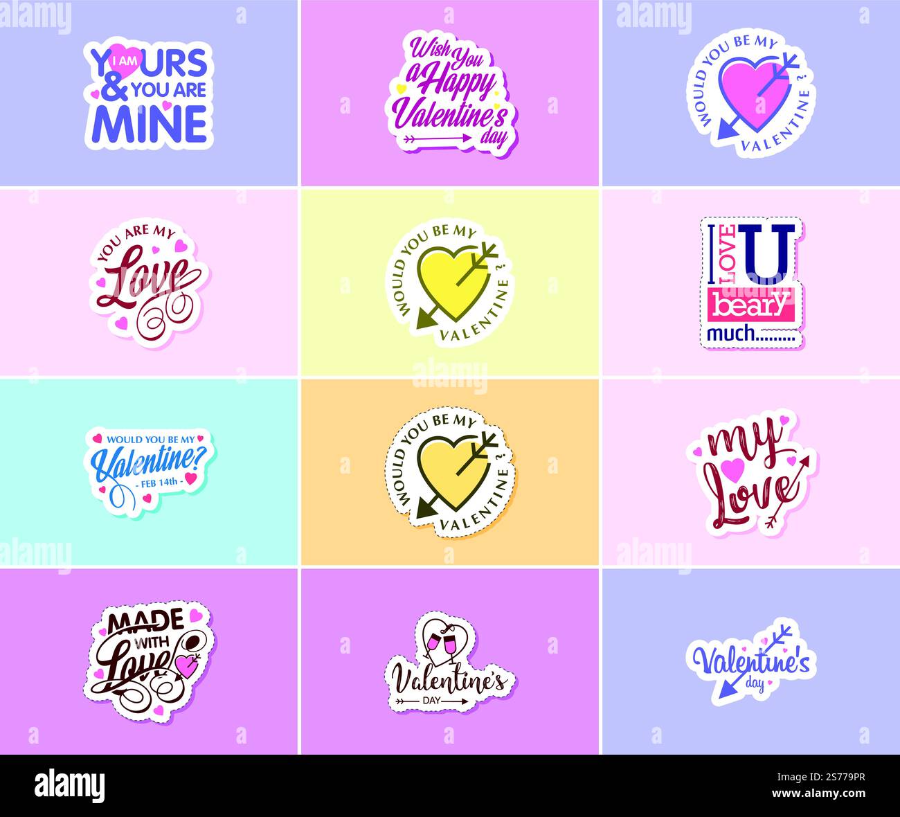 Saying I Love You with Valentine’s Day Typography and Graphics Stickers ...