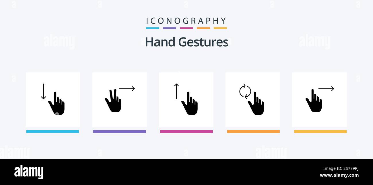 Hand Gestures Glyph 5 Icon Pack Including finger. refresh. up. hand ...
