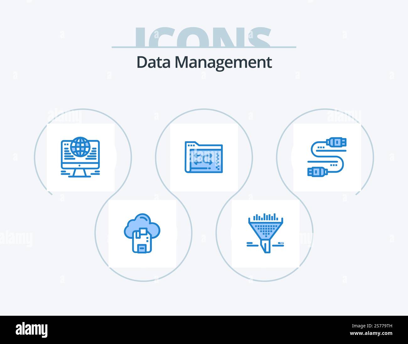 Data Management Blue Icon Pack 5 Icon Design. cable. folder. computer ...