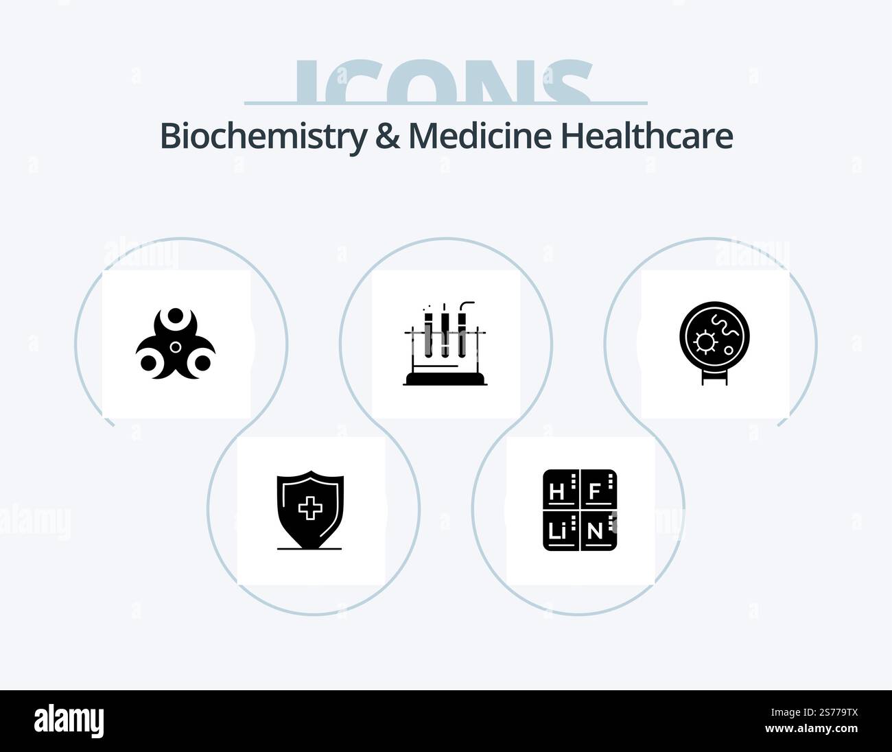Biochemistry And Medicine Healthcare Glyph Icon Pack 5 Icon Design ...