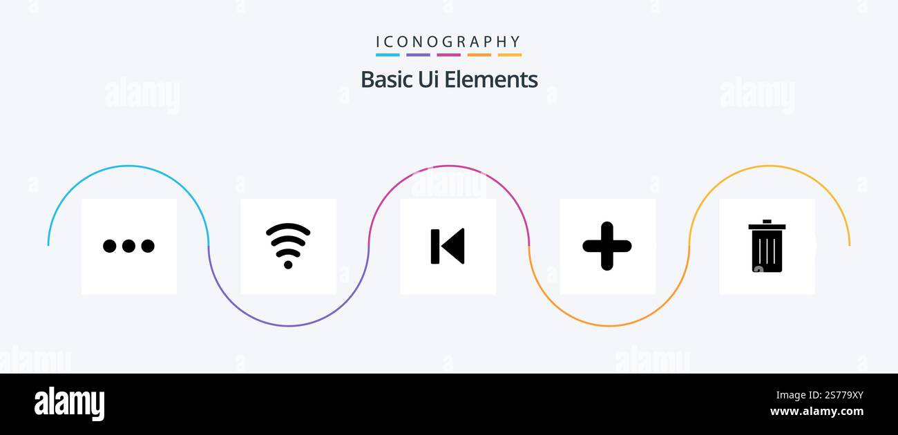 Basic Ui Elements Glyph 5 Icon Pack Including been. sign. beginning. plus. add Stock Vector ...