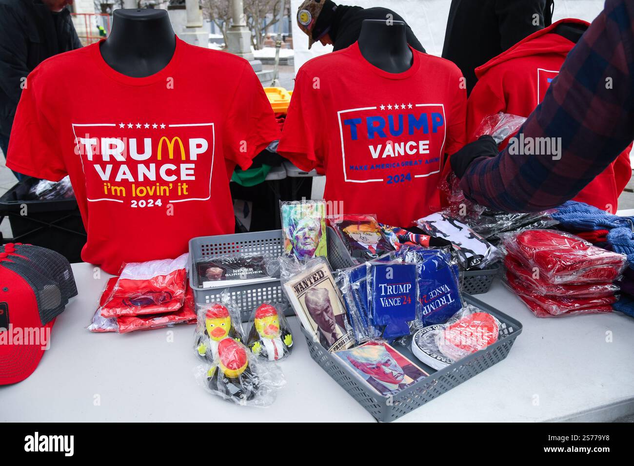 People shop for merchandise in support of President-elect Donald Trump ...