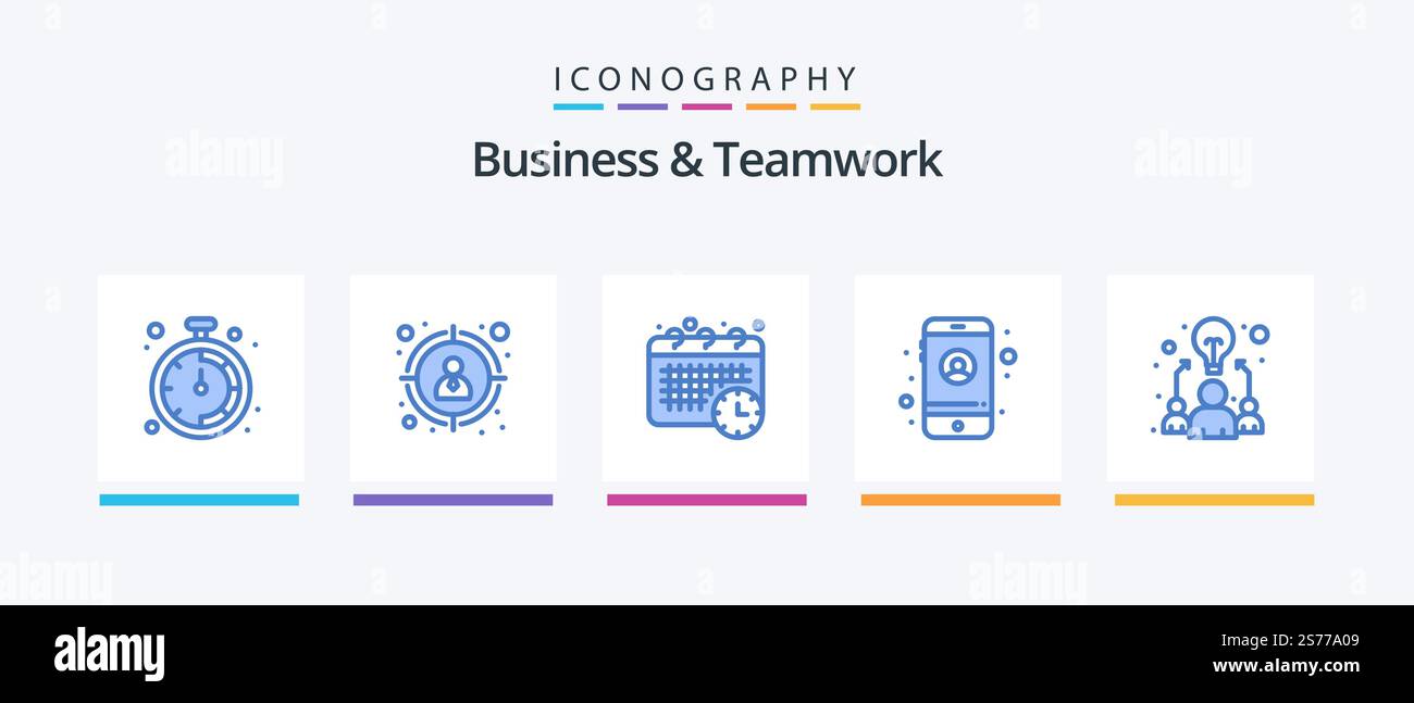 Business And Teamwork Blue 5 Icon Pack Including . team. time. idea ...