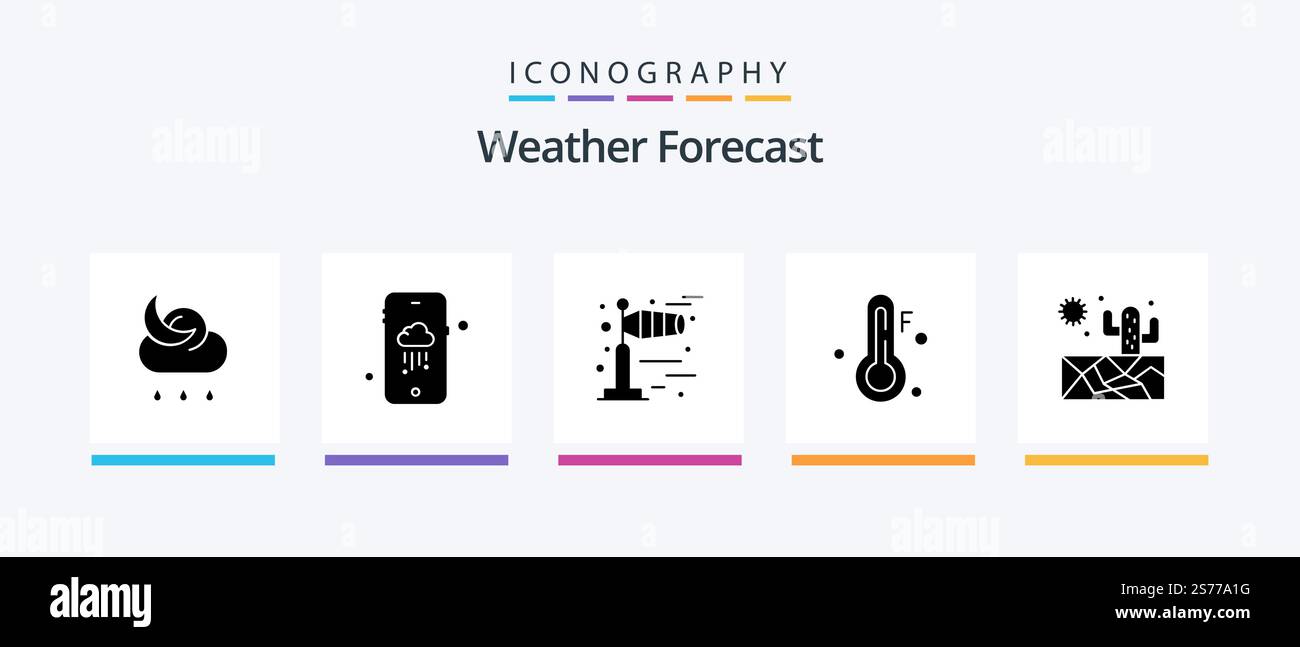 Weather Glyph 5 Icon Pack Including . weather. weather. sun. weather ...