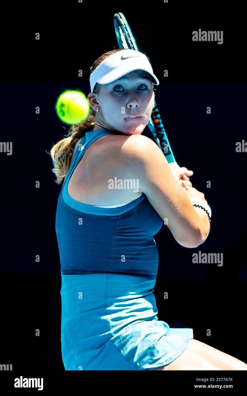 MELBOURNE, VIC - JANUARY 19: Mirra Andreeva of Russia in action during ...
