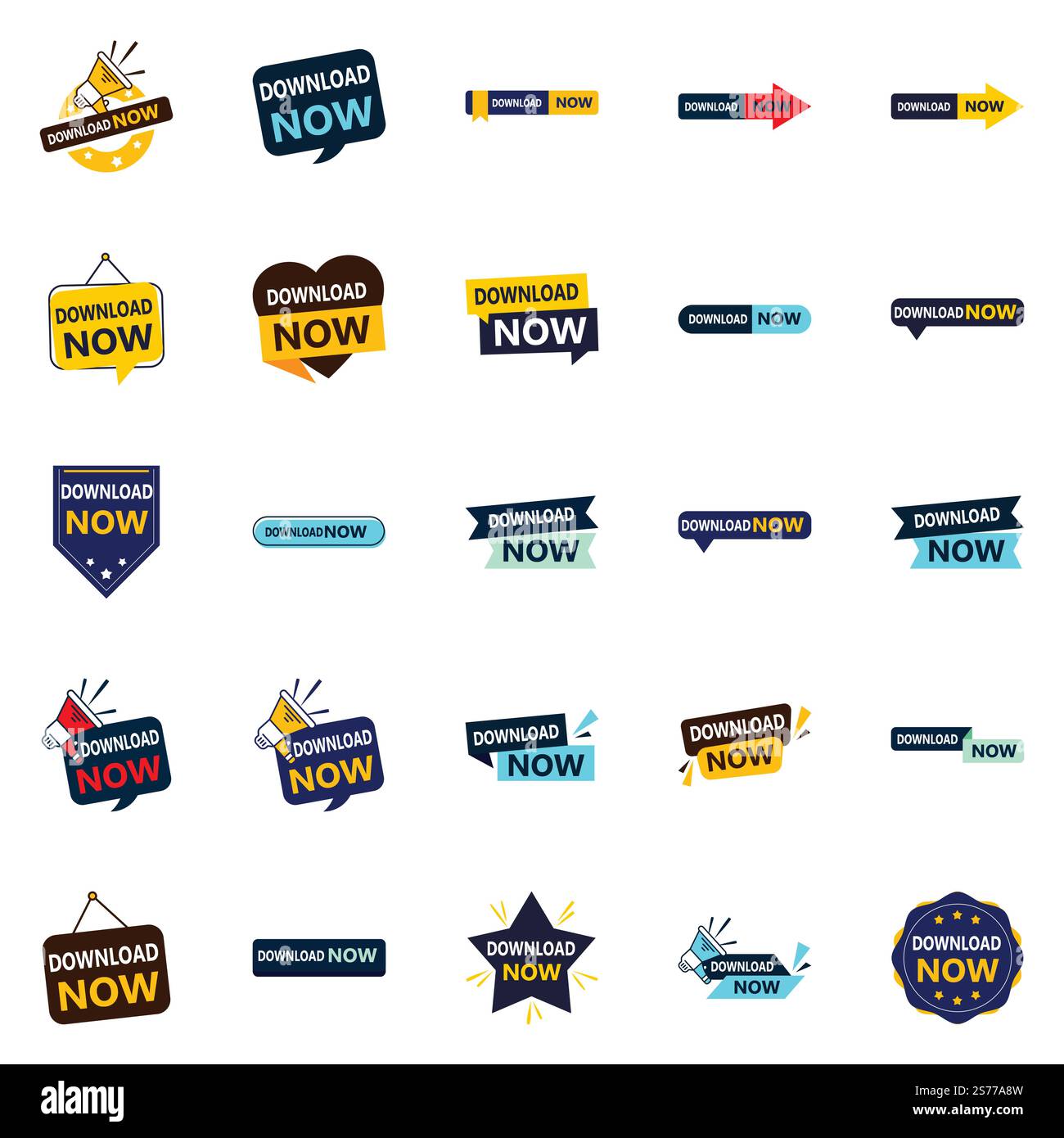 Download now A pack of 25 different vector designs Stock Vector Image ...