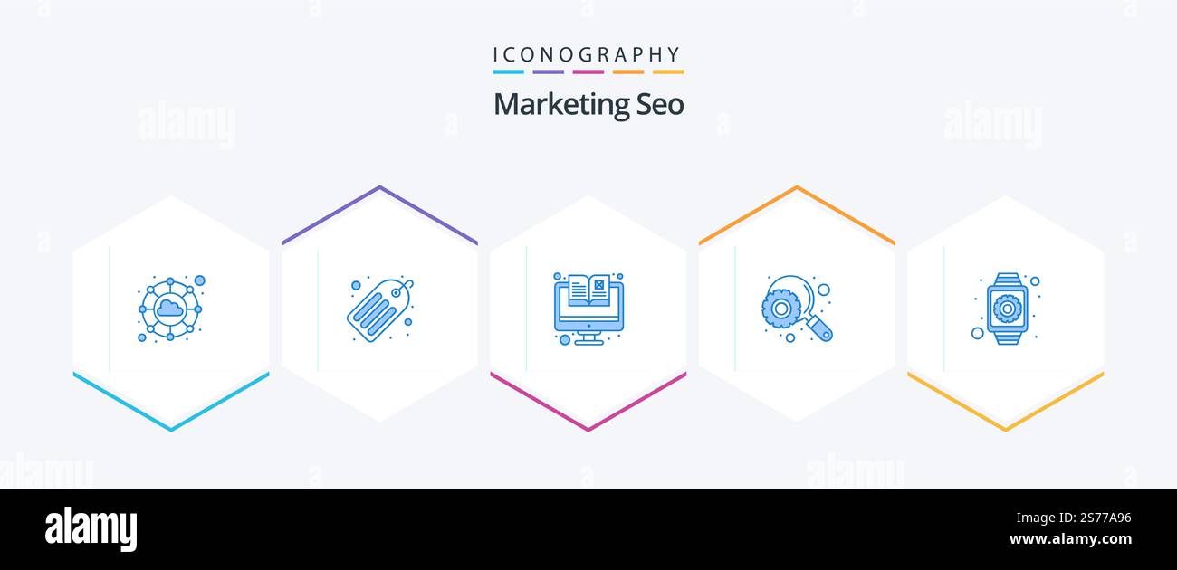 Marketing Seo 25 Blue icon pack including settings. interface. items ...