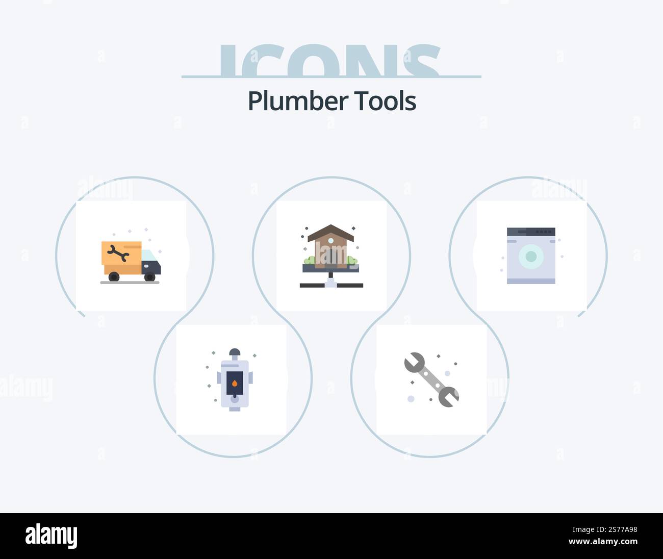 Plumber Flat Icon Pack 5 Icon Design. plumbing. pipe. system. house. plumbing Stock Vector Image ...