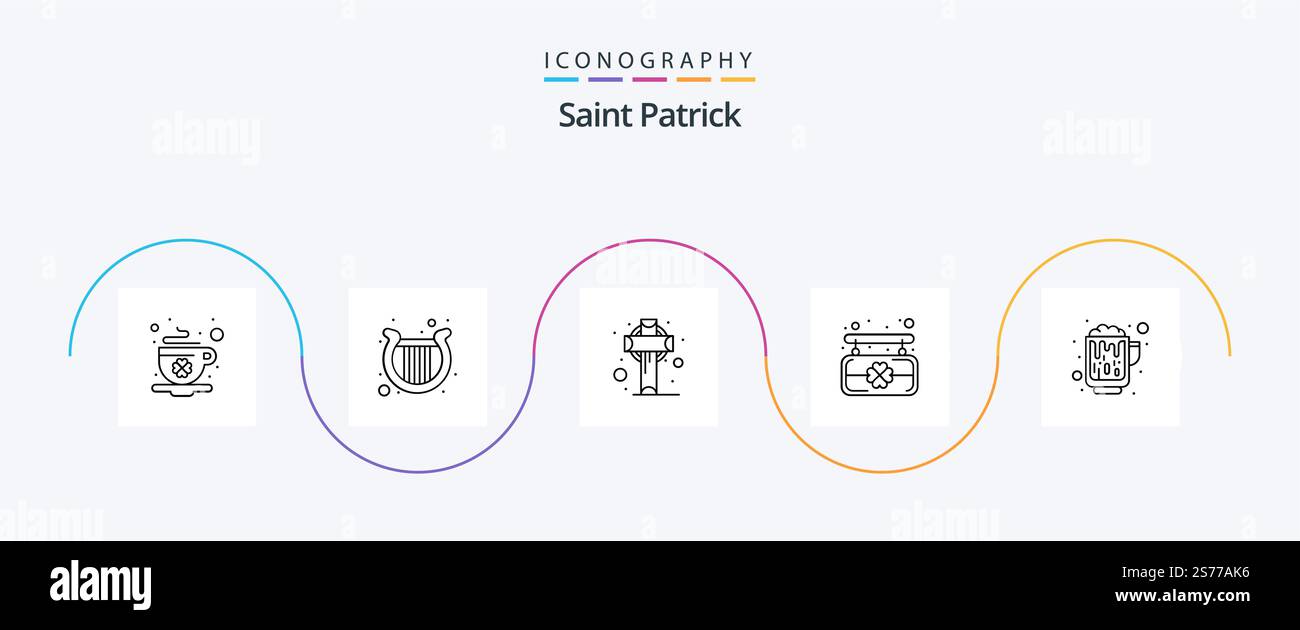 Saint Patrick Line 5 Icon Pack Including drink. alcohol. cross. patrick ...