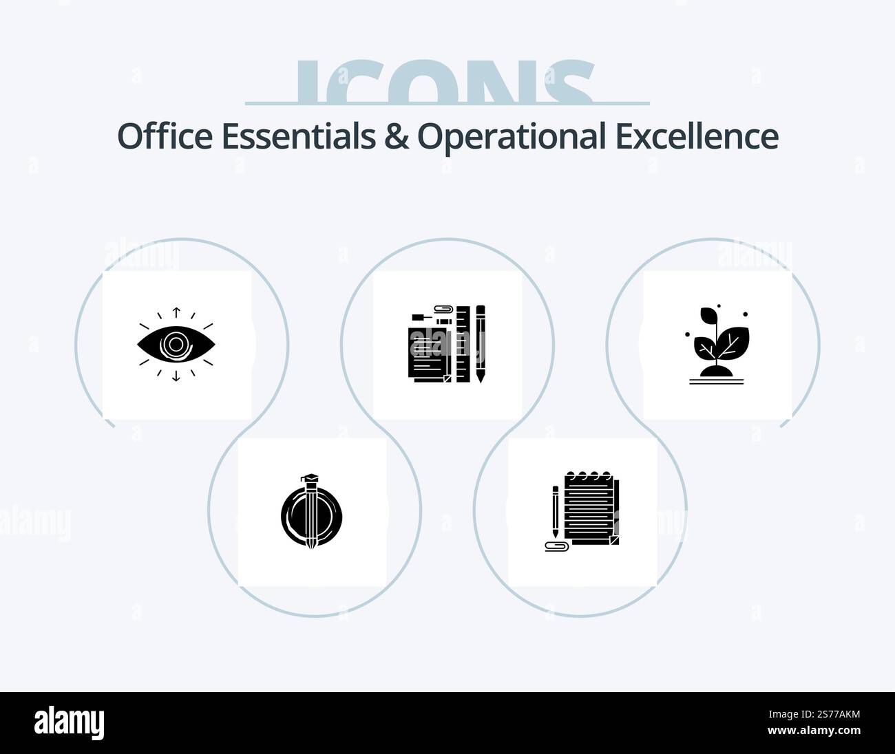 Office Essentials And Operational Exellence Glyph Icon Pack 5 Icon ...