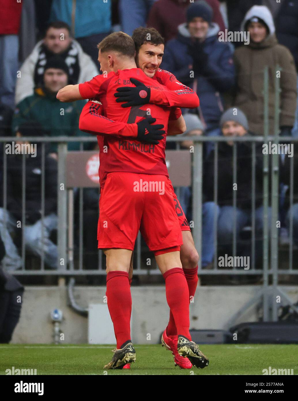 Munich, Germany. 18th Jan, 2025. Joshua Kimmich (front) and Leon ...