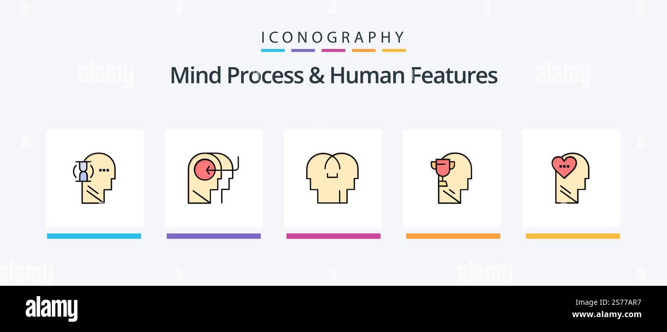 Mind Process And Human Features Line Filled 5 Icon Pack Including ...