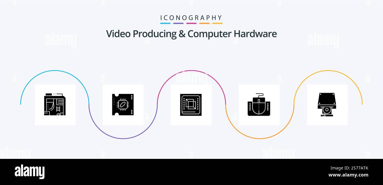 Video Producing And Computer Hardware Glyph 5 Icon Pack Including dvd ...