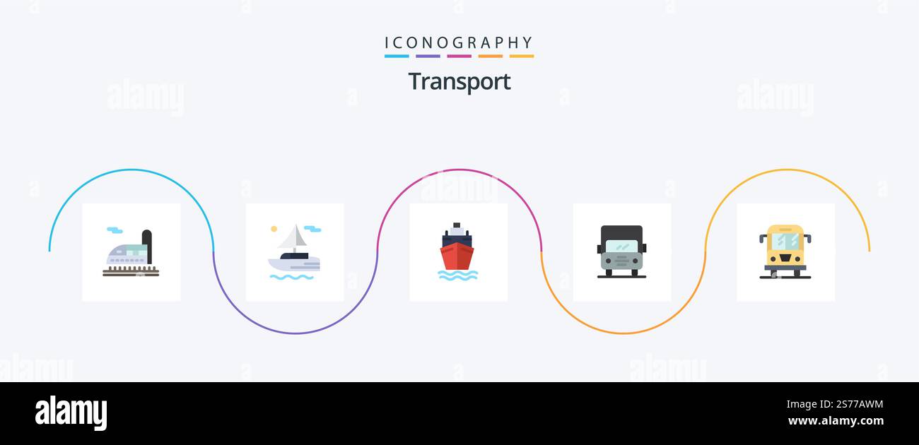 Transport Flat 5 Icon Pack Including . transport. transport. cargo. van ...