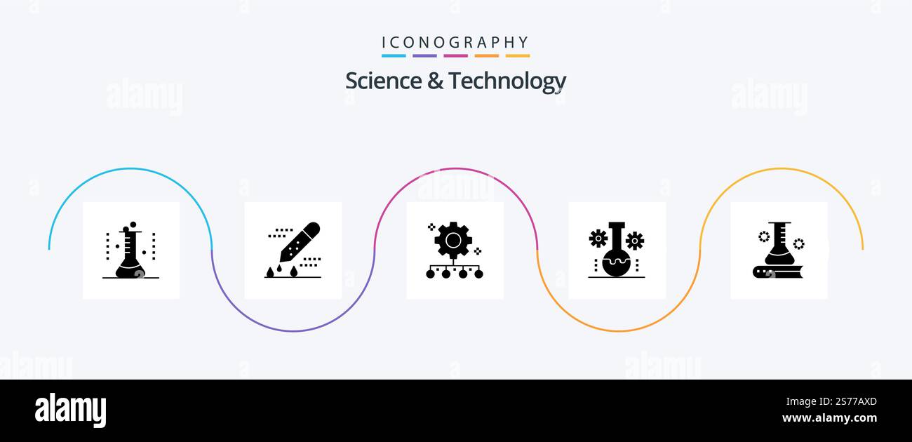 Science And Technology Glyph 5 Icon Pack Including lab management. bear ...