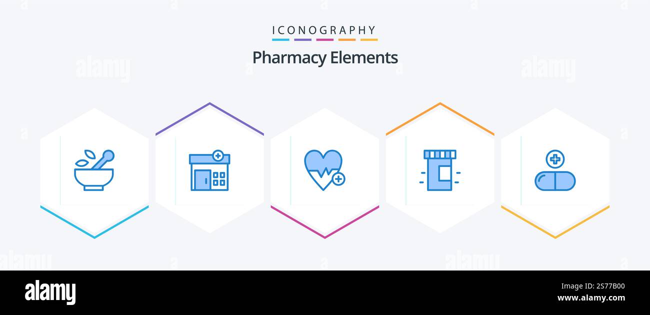 Pharmacy Elements 25 Blue icon pack including sign. medical. heart beat ...