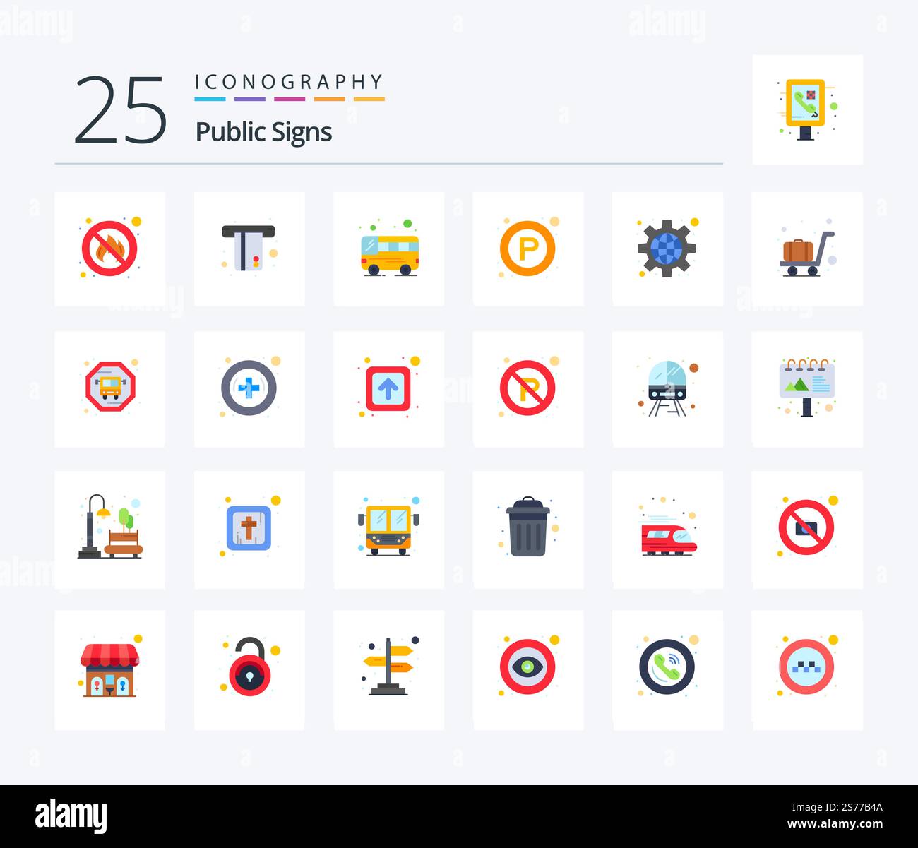 Public Signs 25 Flat Color icon pack including public. configuration ...