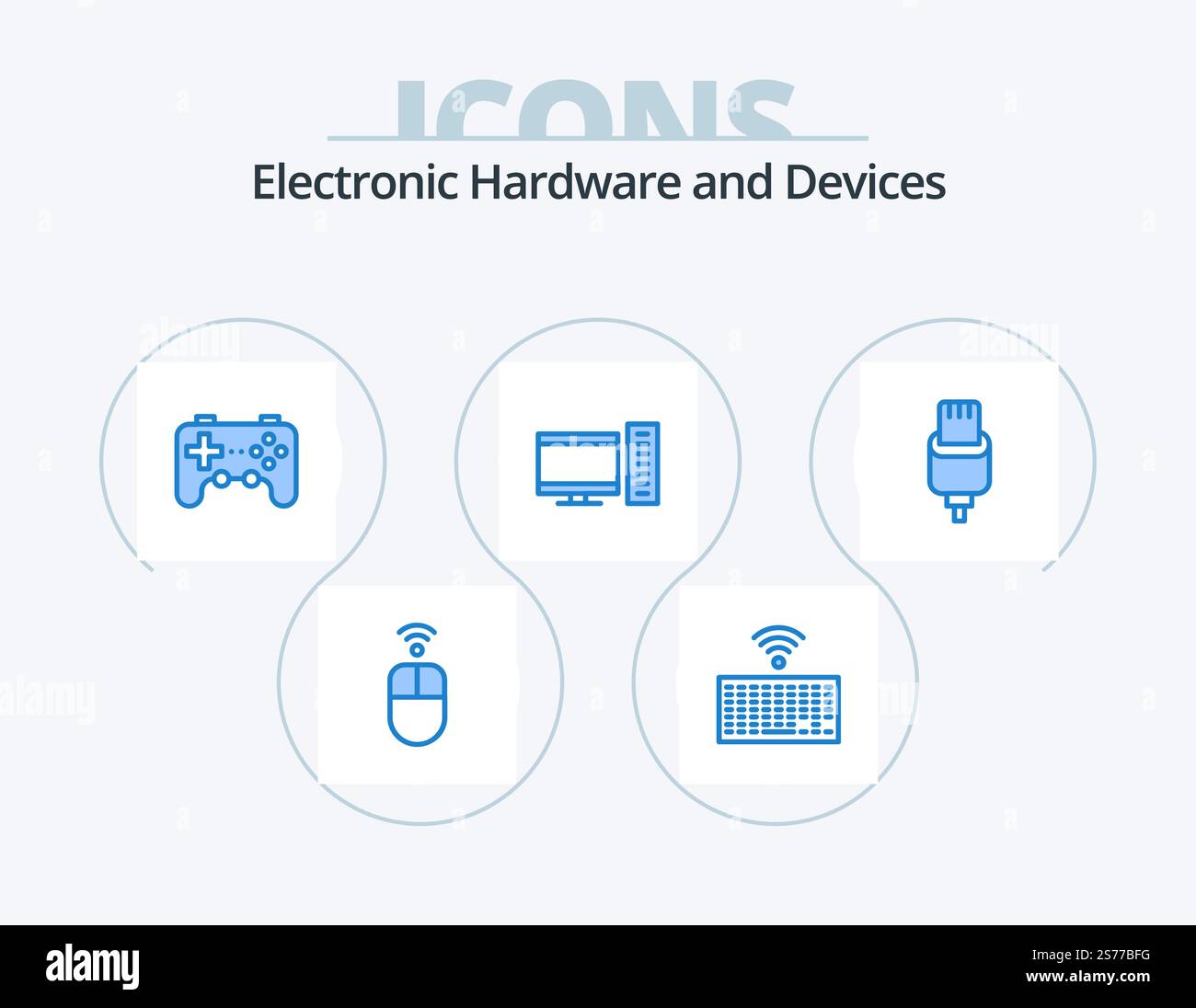 Devices Blue Icon Pack 5 Icon Design. charge. server. controller. pc ...