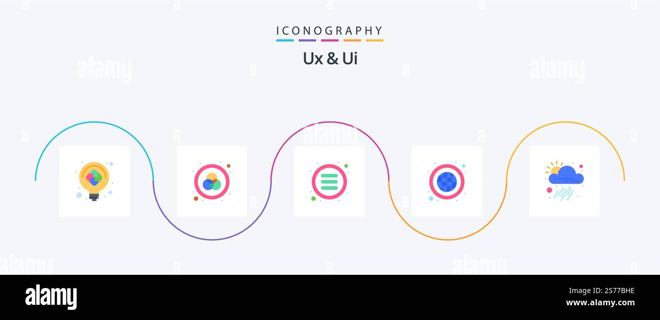 Ux And Ui Flat 5 Icon Pack Including application. globe. list. network ...