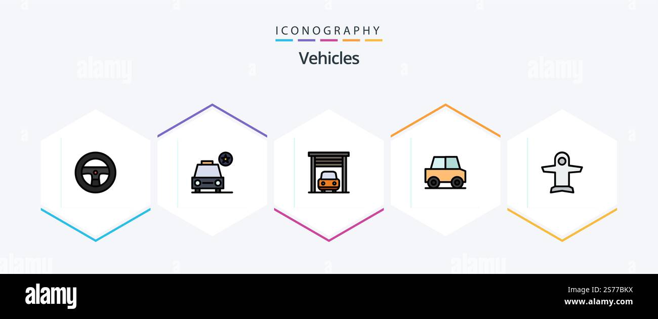 Vehicles 25 FilledLine icon pack including vehicles. takeoff. garage ...