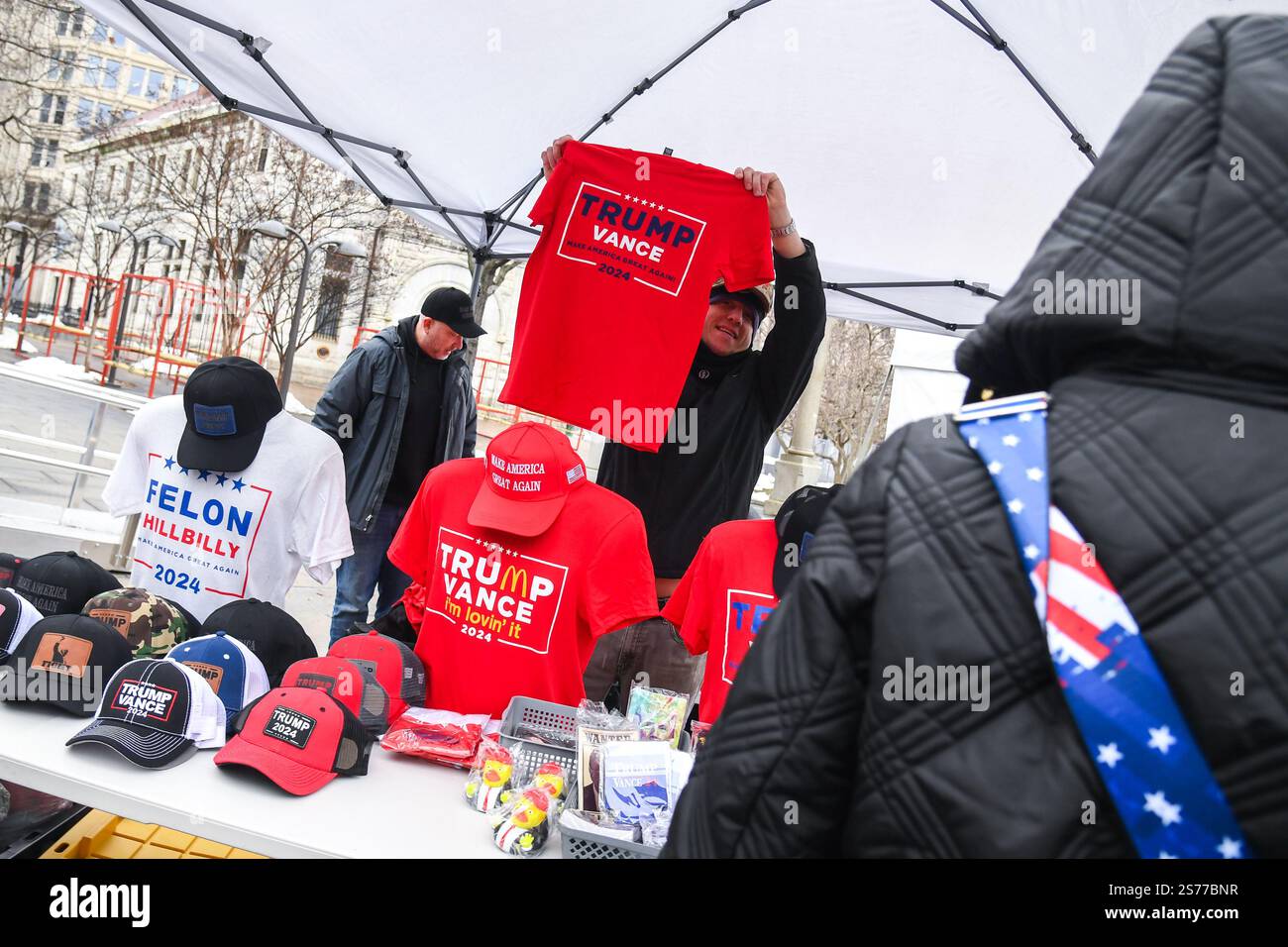 People shop for merchandise in support of President-elect Donald Trump ...