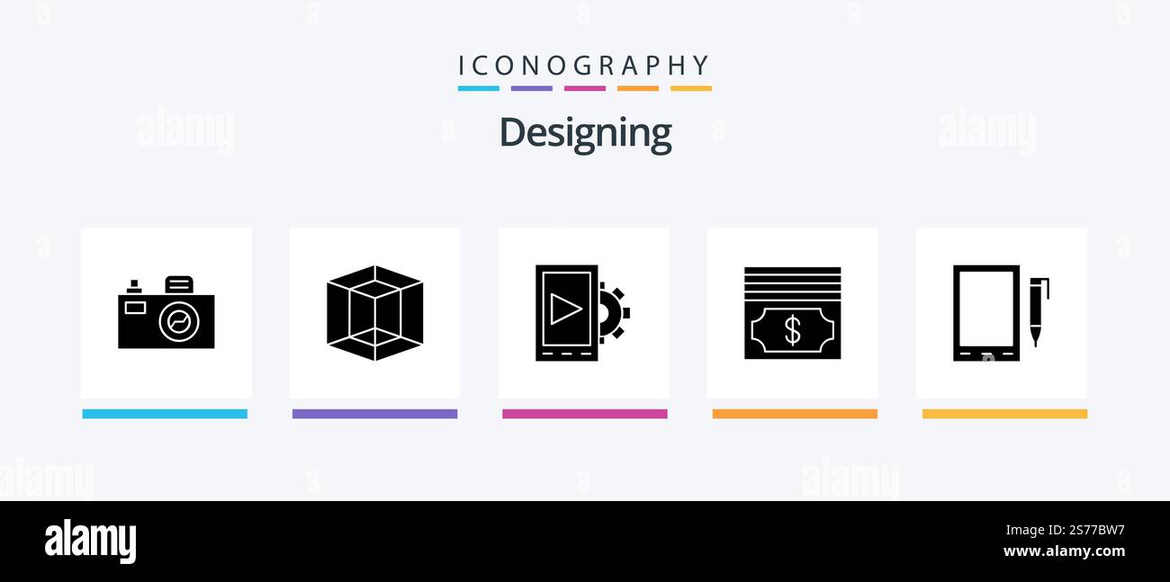 Designing Glyph 5 Icon Pack Including . design. setting. pencil. mobile. Creative Icons Design ...