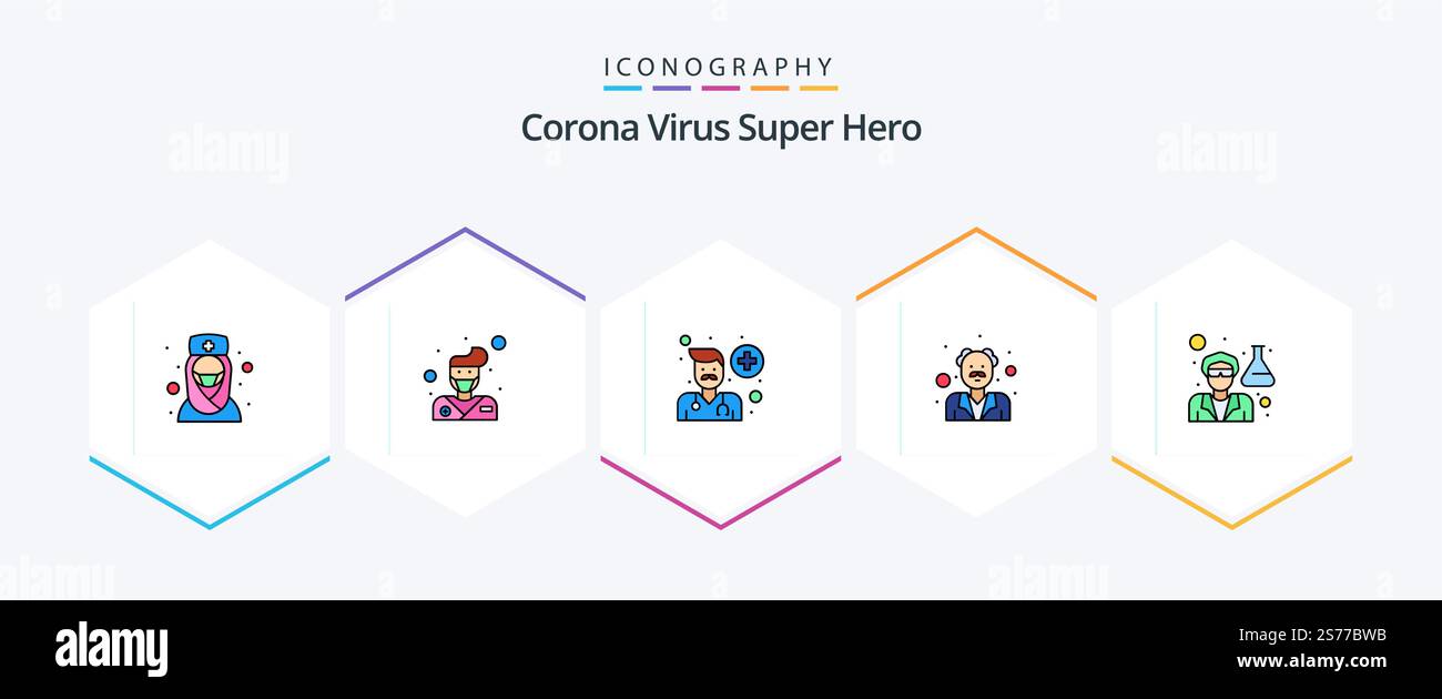 Corona Virus Super Hero 25 FilledLine icon pack including doctor. human ...