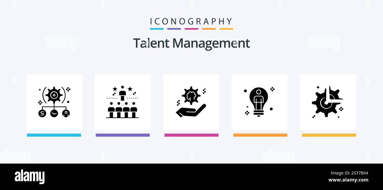 Talent Management Glyph 5 Icon Pack Including solution. bulb. top ...