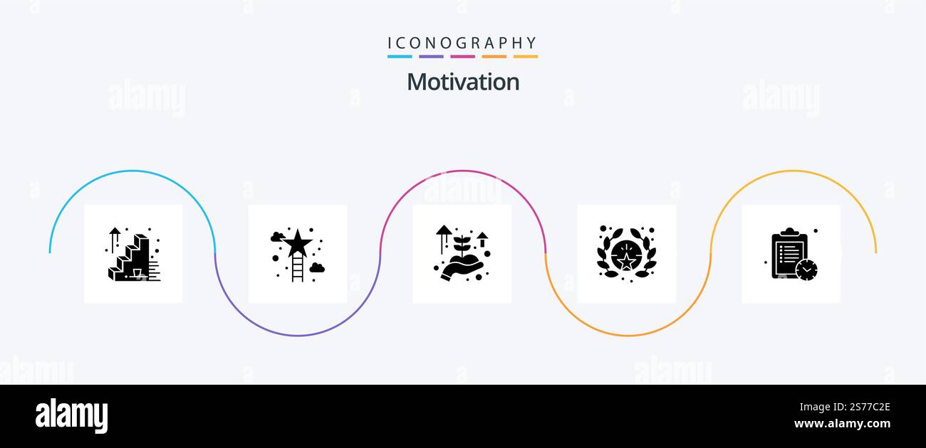 Motivation Glyph 5 Icon Pack Including . time. business startup ...