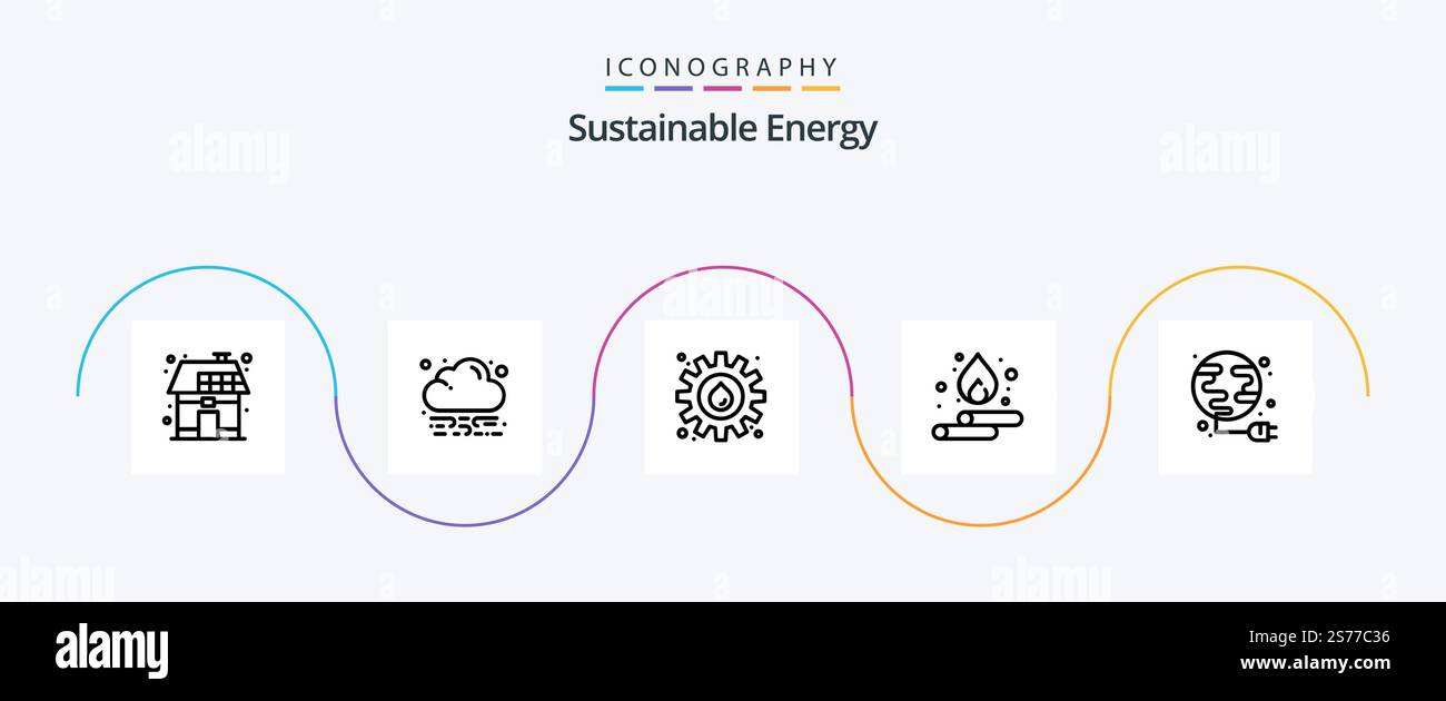 Sustainable Energy Line 5 Icon Pack Including plug. energy. energy ...