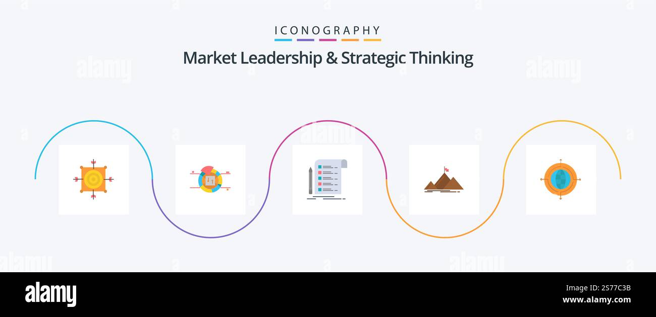 Market Leadership And Strategic Thinking Flat 5 Icon Pack Including ...