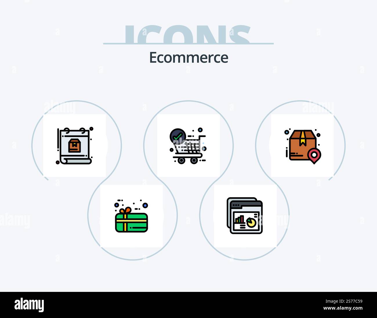 Ecommerce Line Filled Icon Pack 5 Icon Design. web. mark. website. check. page Stock Vector ...