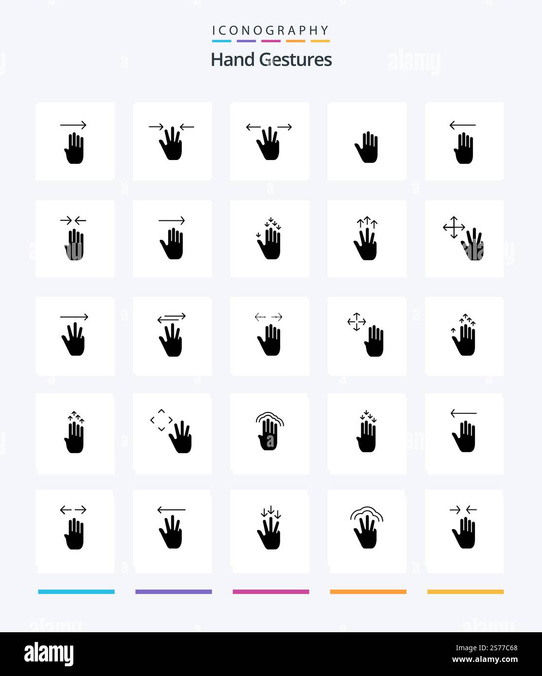 Creative Hand Gestures 25 Glyph Solid Black icon pack Such As arrow ...
