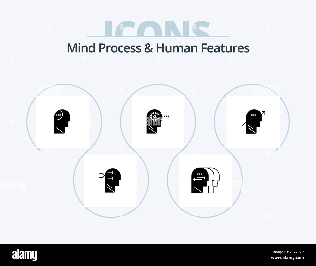 Mind Process And Human Features Glyph Icon Pack 5 Icon Design. chart ...