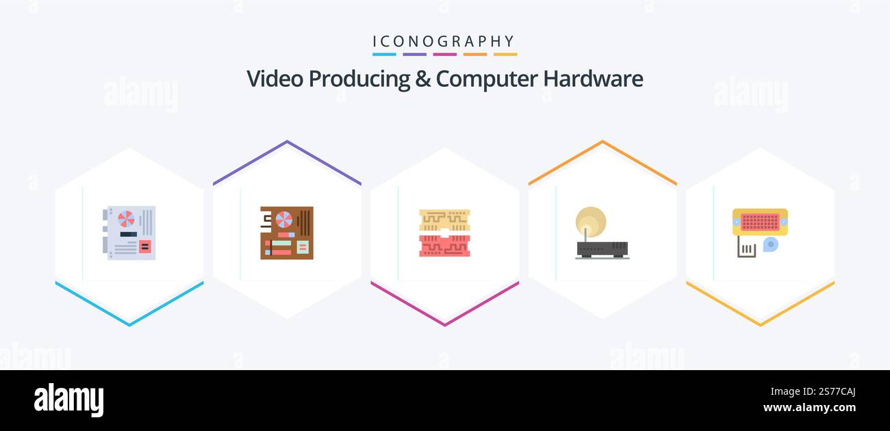 Video Producing And Computer Hardware 25 Flat icon pack including ...