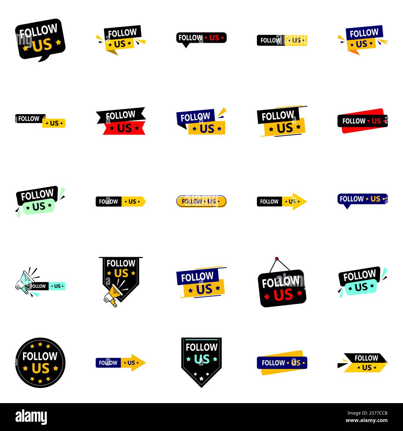 25 Eye-catching Follow Us Banners for YouTube and TikTok Stock Vector ...