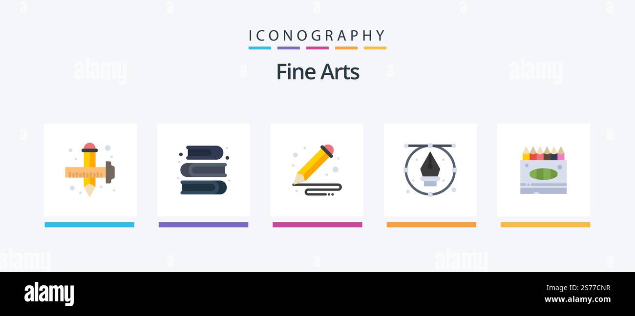 Fine Arts Flat 5 Icon Pack Including pencil. drawing. book. design ...