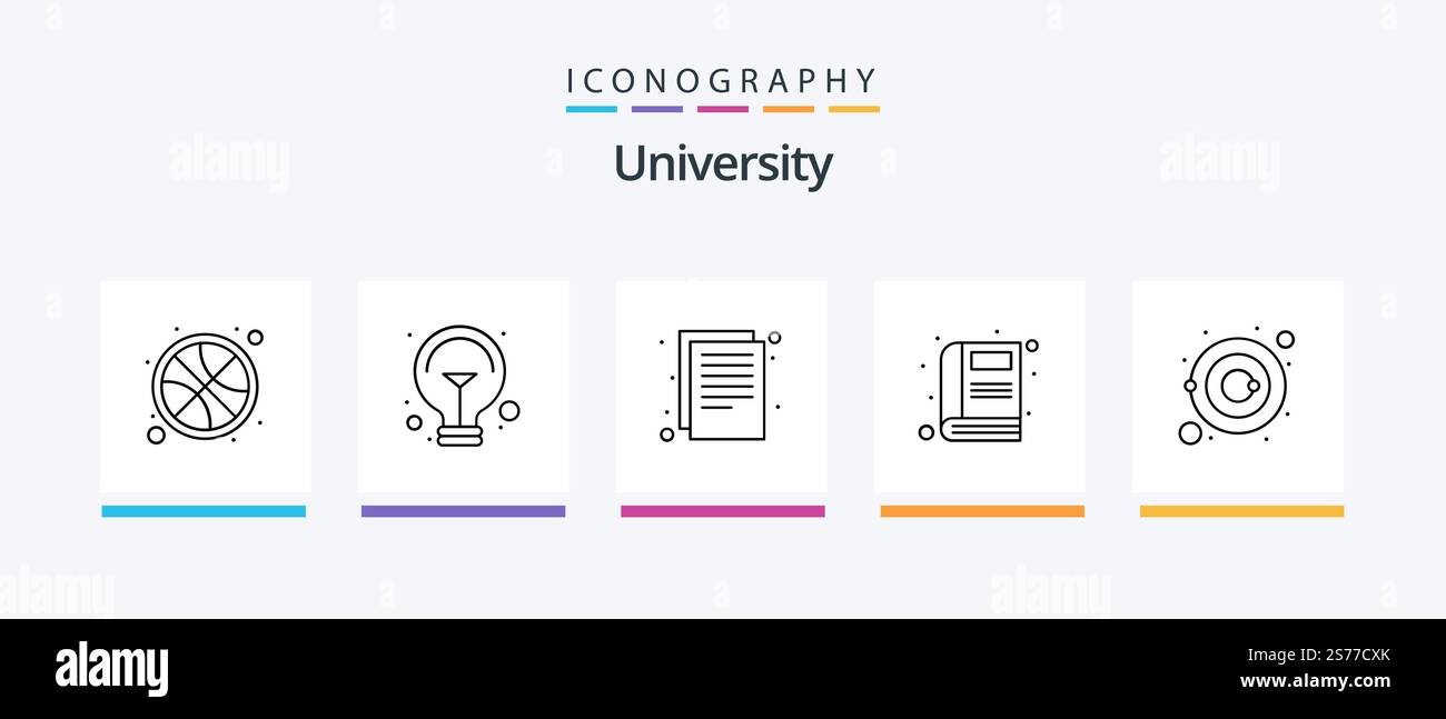 University Line 5 Icon Pack Including geography. paper. bulb. notes ...