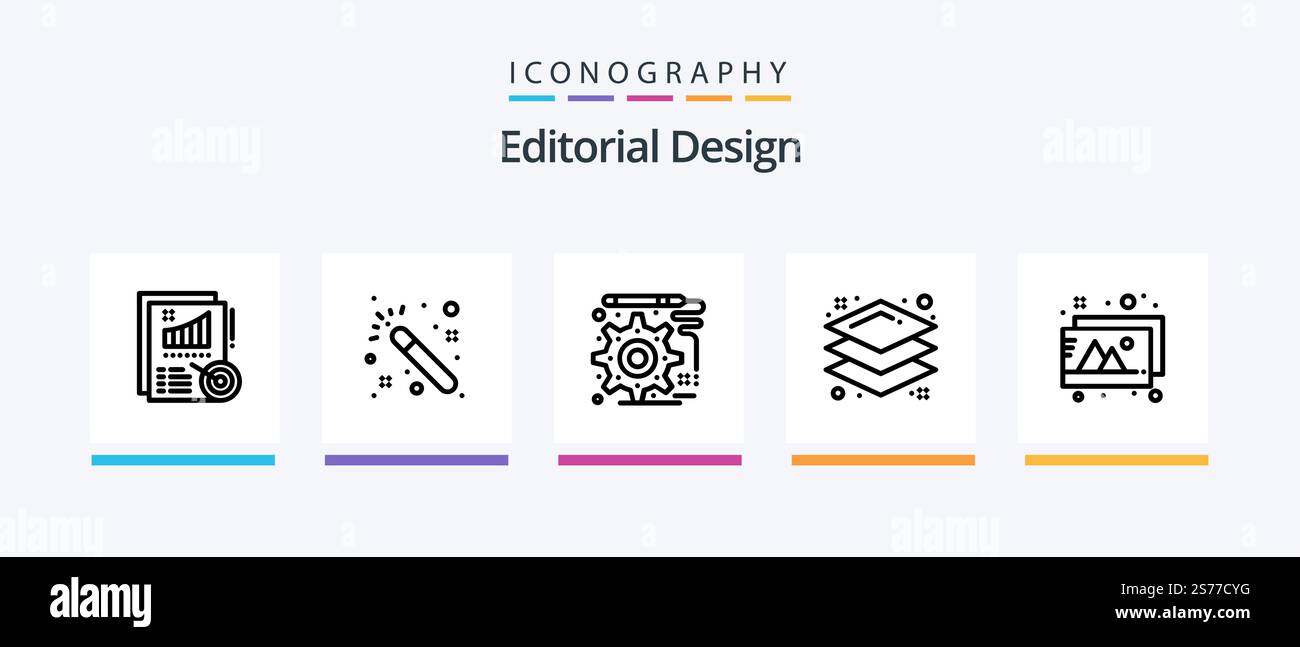 Editorial Design Line 5 Icon Pack Including documents. layers. eye ...