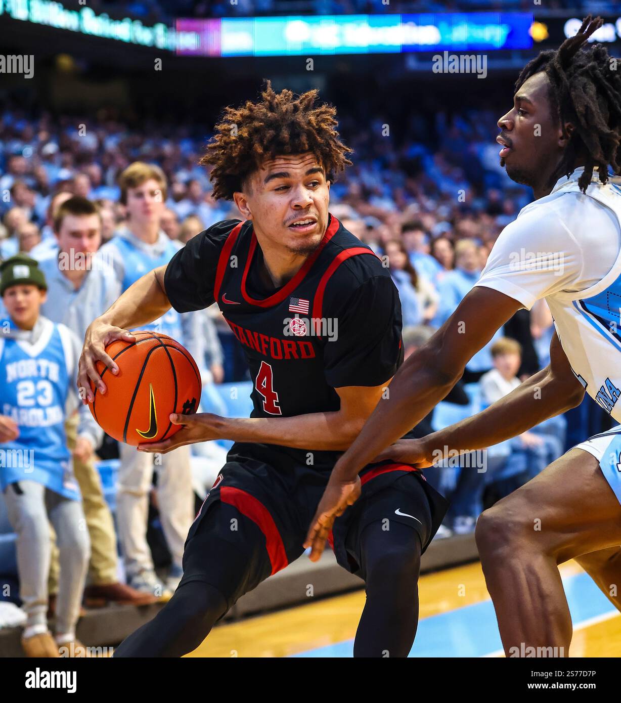 January 18, 2025: North Carolina senior RJ Davis (4) looks to make move ...