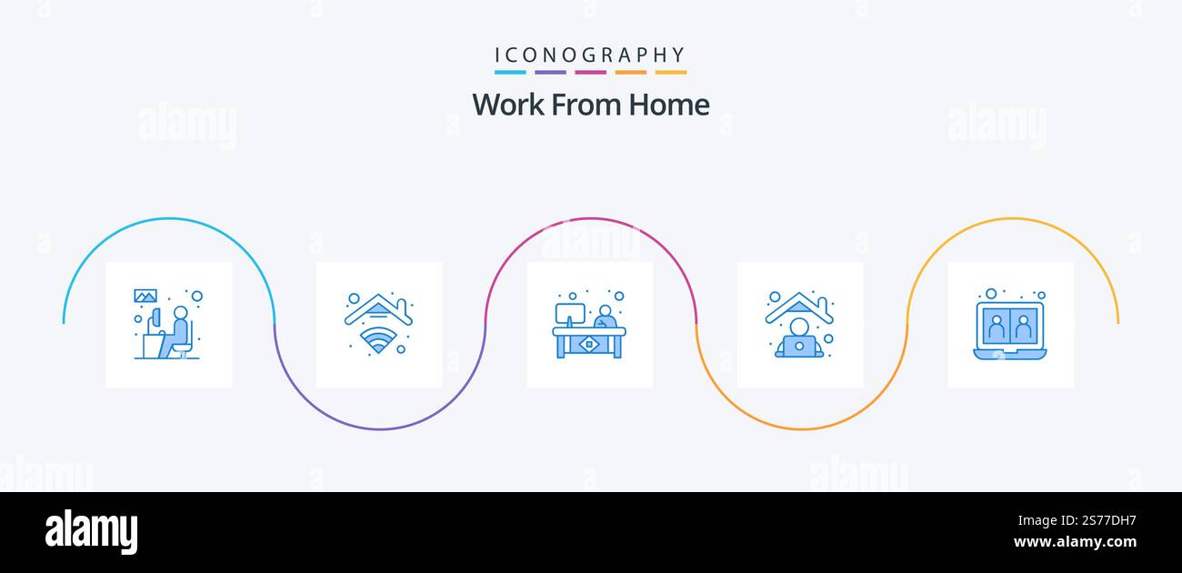 Work From Home Blue 5 Icon Pack Including work. home. connection ...